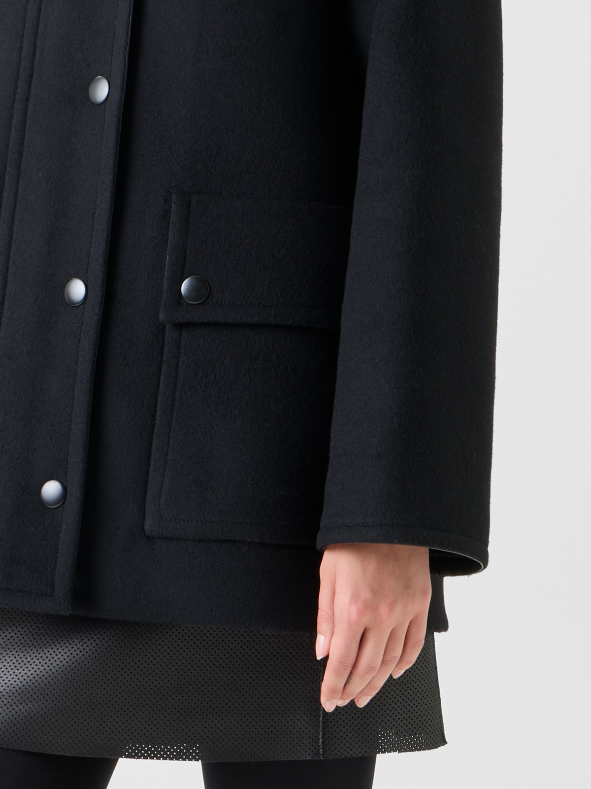 Felted Wool Jacket with Faux Leather Collar – Akris Inc.